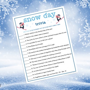 Snow Day Trivia Game | Fun Printable Winter Game | Wintertime Activity ...