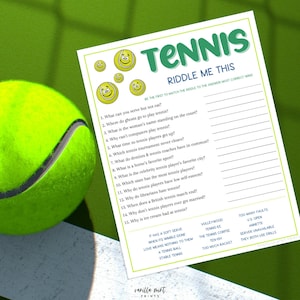 Tennis Riddle Me This Game | Printable Tennis Themed Party Game | Games ...