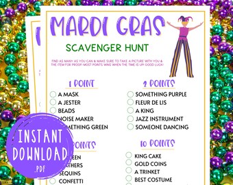 Mardi Gras Scavenger Hunt | Party Games for Adults & Kids | New Orleans ...