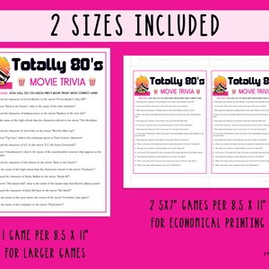 Totally 80's Movie Trivia Party Game | Printable 1980s Game | 40th ...