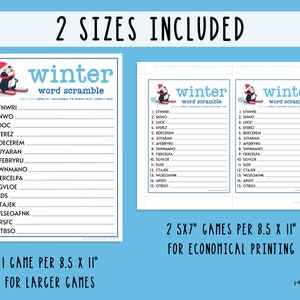 Winter Word Scramble Game | Printable Winter Games | Wintertime ...