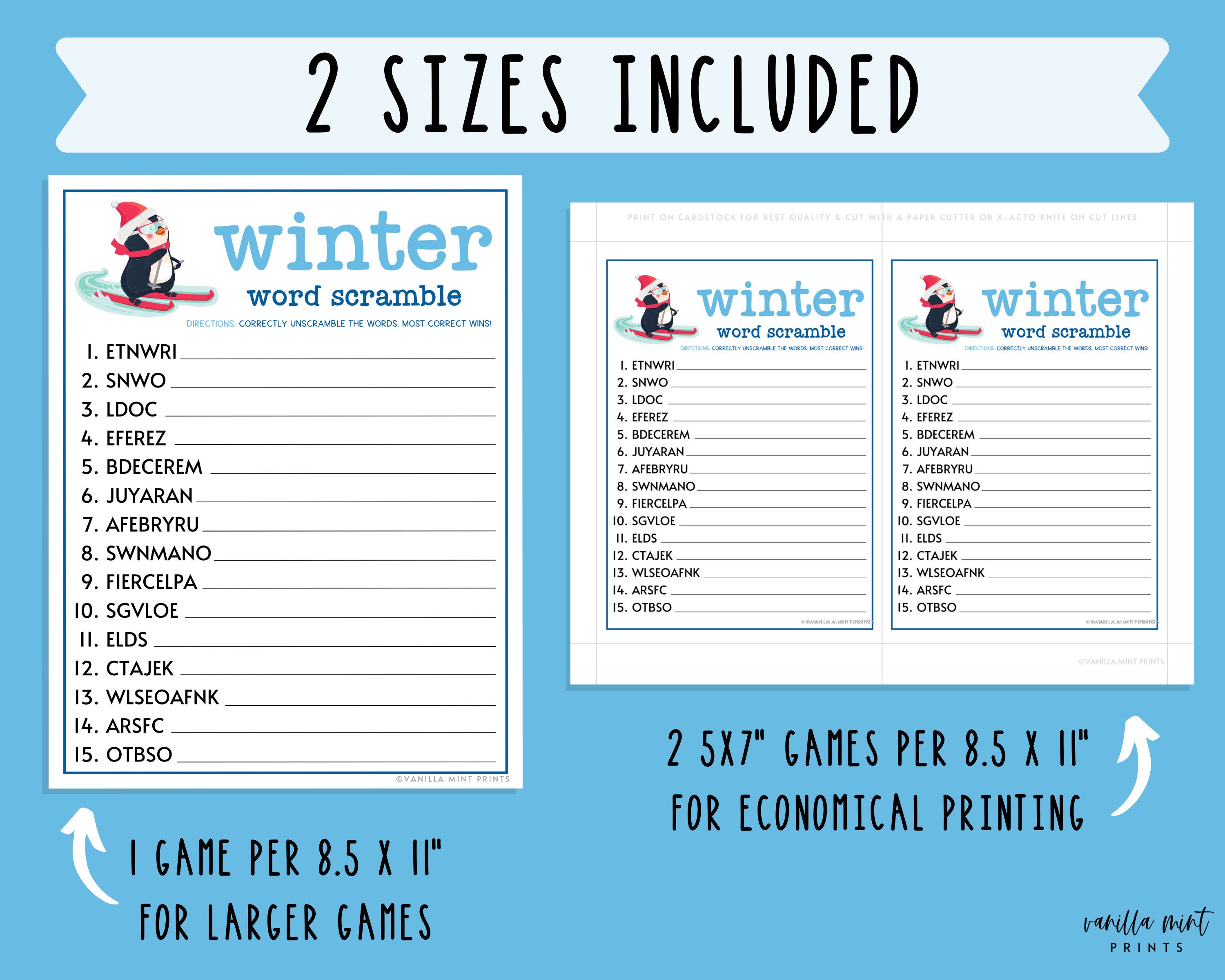 Winter Word Scramble Game | Printable Winter Games | Wintertime ...