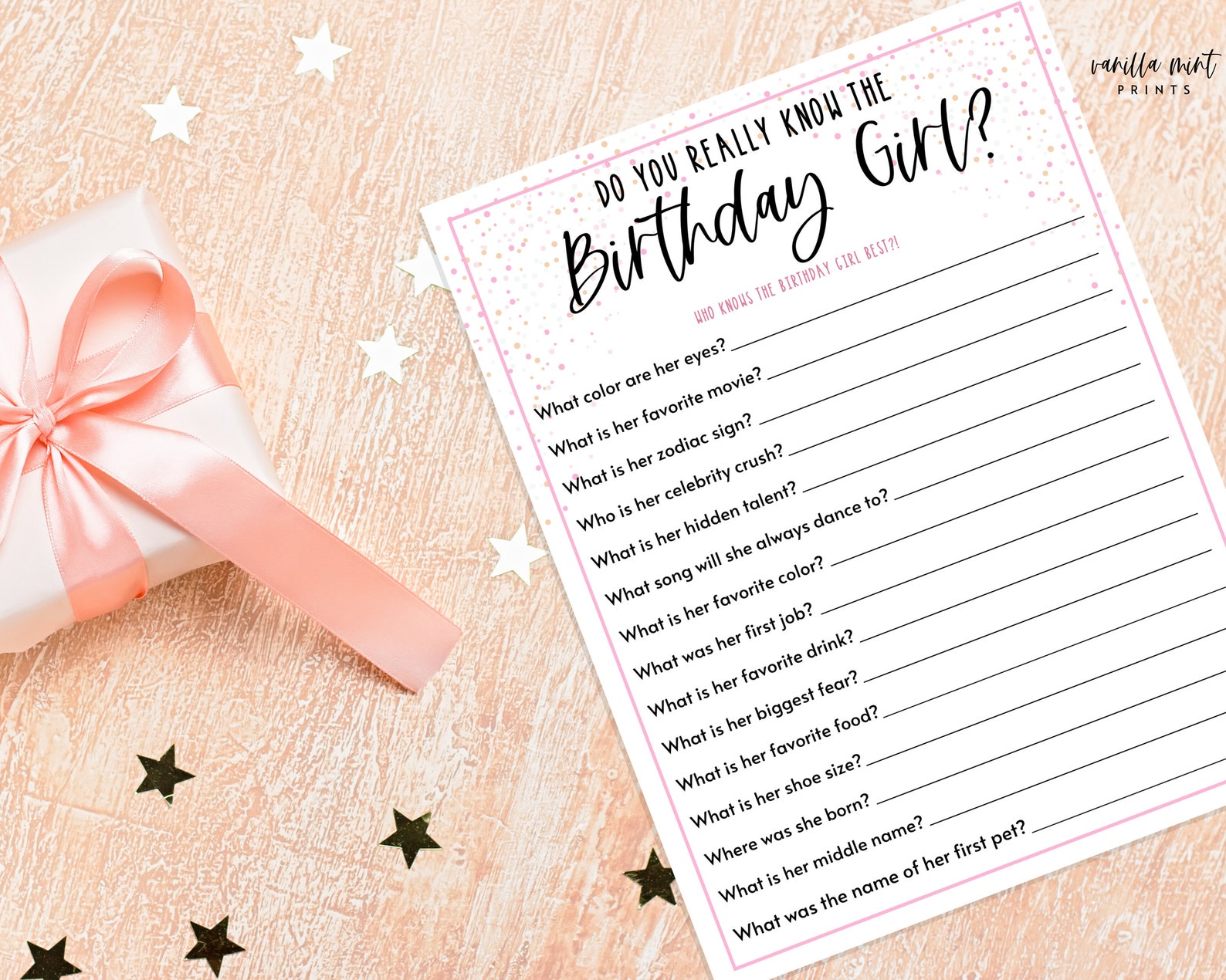 Adult Birthday Party Games Do You Really Know the Birthday Girl Fun ...