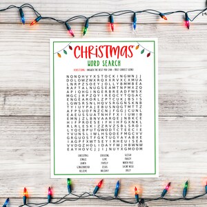 Christmas Word Search Game Christmas Printable Games Fun | Etsy