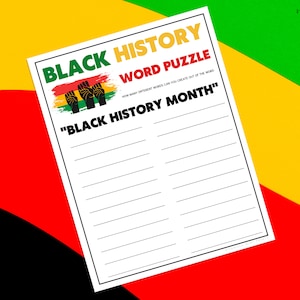 Black History Month Word Puzzle Game African American History ...
