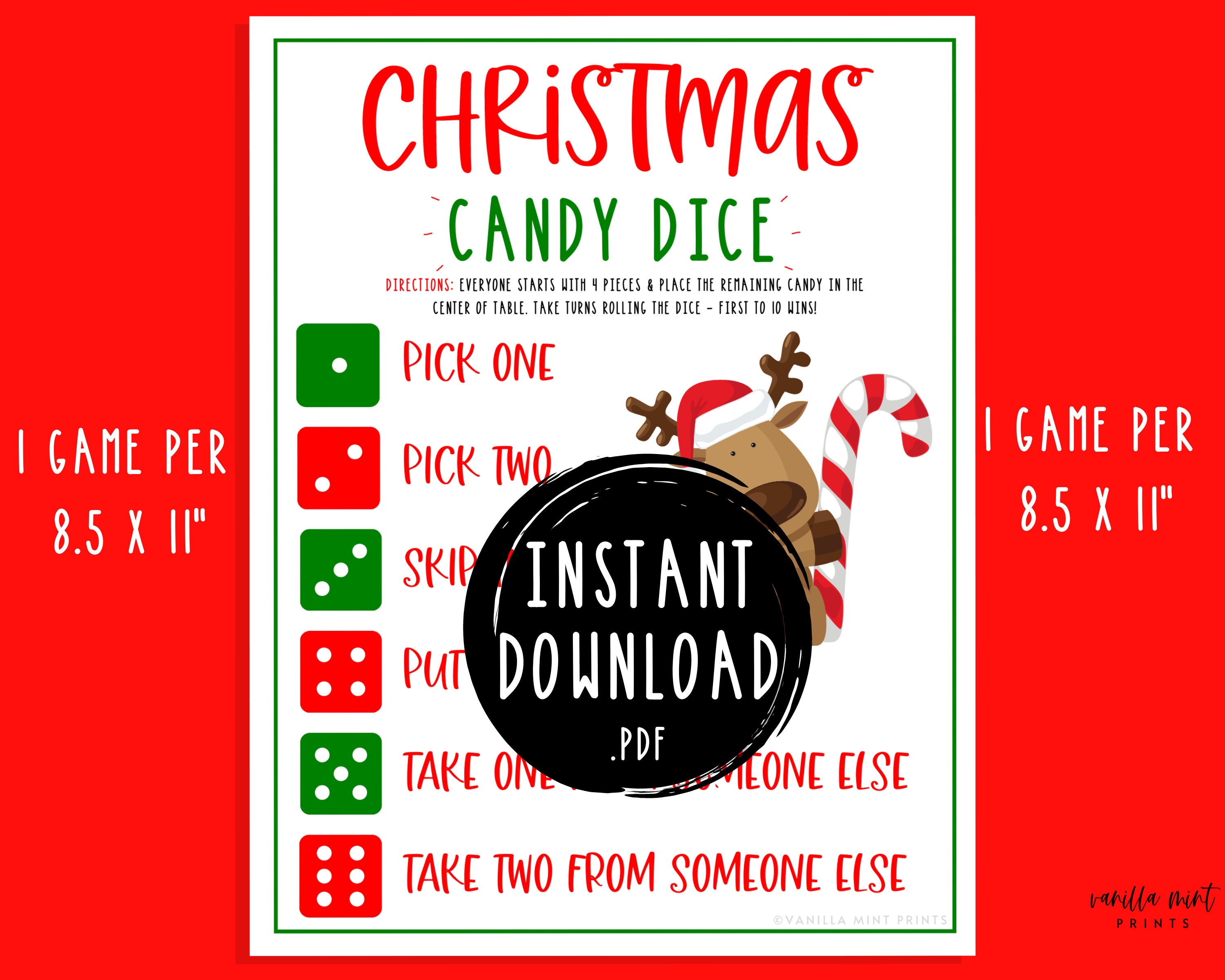 Christmas Candy Dice Game Christmas Party Games for Kids - Etsy