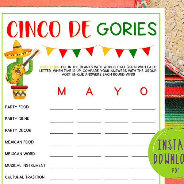 Cinco De Mayo Scattergories - Etsy