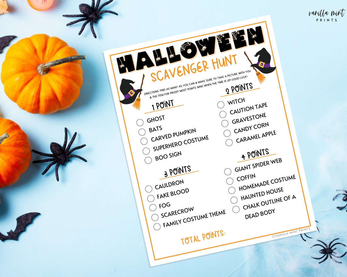 Halloween Scavenger Hunt Game Halloween Printable Games | Etsy