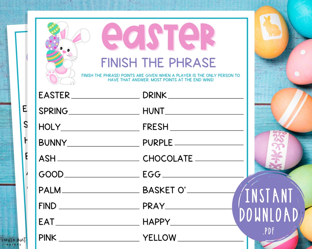 Easter Finish the Phrase Game | Printable Easter Games | Party Games ...