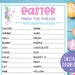 Easter Finish the Phrase Game Printable Easter Games Party - Etsy