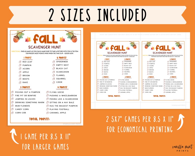 Fall Scavenger Hunt Printable Autumn Party Games Fall Time - Etsy