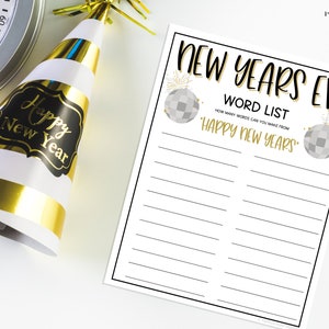 New Years Eve Word List Game New Years Games New Years Eve Party Games ...