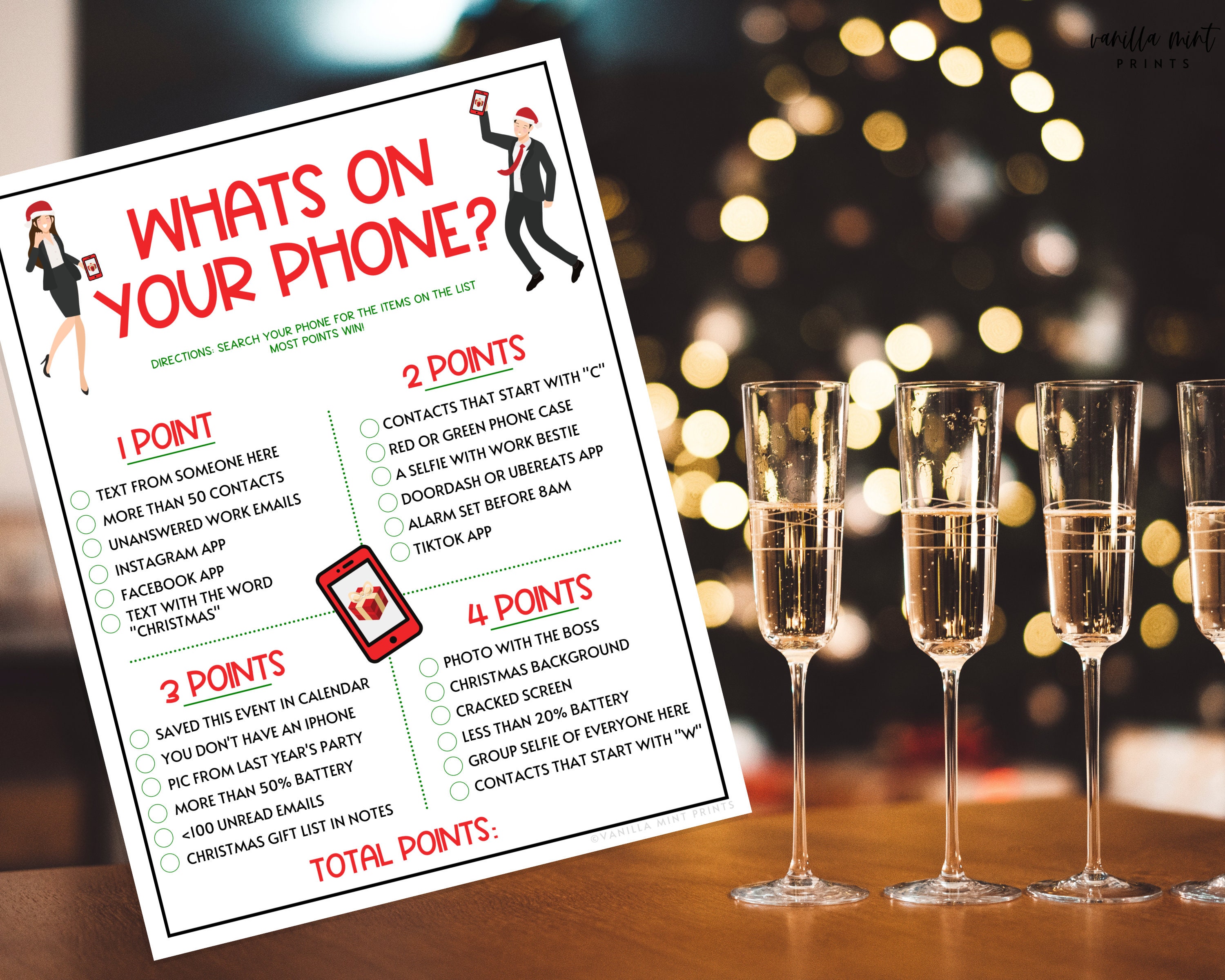 Holiday Office Party Whats on Your Phone Game Xmas Games - Etsy