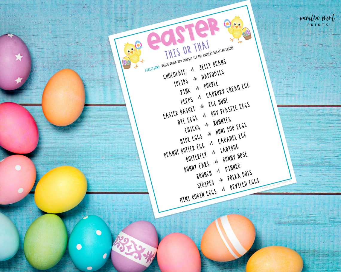 Easter This or That Game Printable Easter Games Party | Etsy