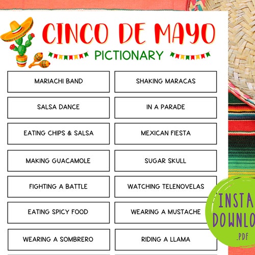 Cinco De Mayo Charades: the Laugh-out-loud Party Game - Etsy