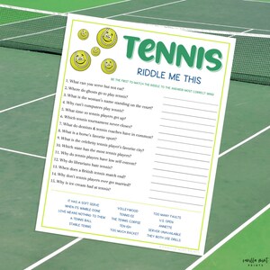 Tennis Riddle Me This Game | Printable Tennis Themed Party Game | Games ...