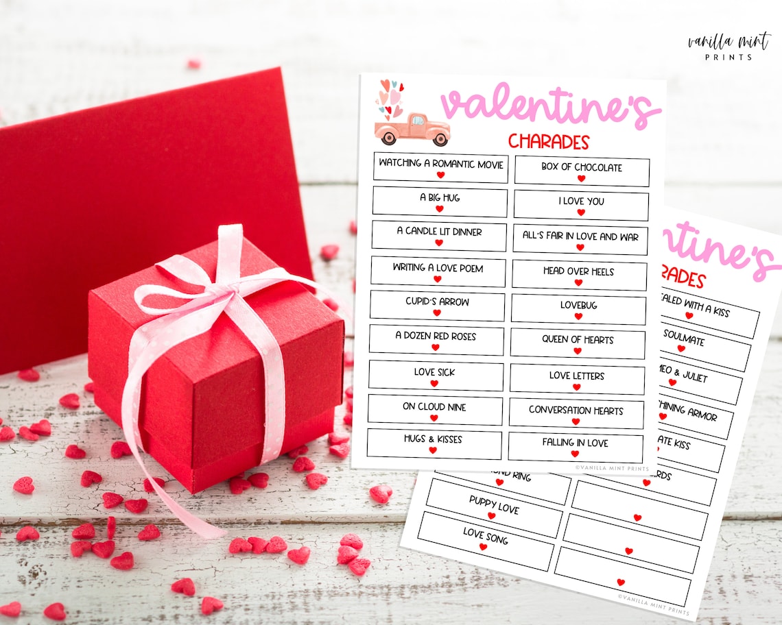 Valentine's Day Charades Game Fun Valentine's Day - Etsy