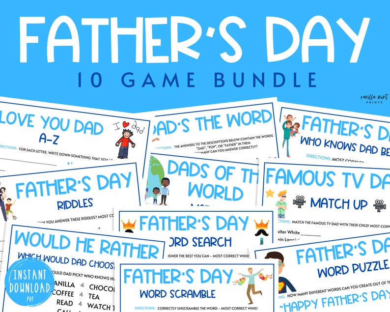 Father's Day 10 Game BUNDLE Father's Day Games | Etsy