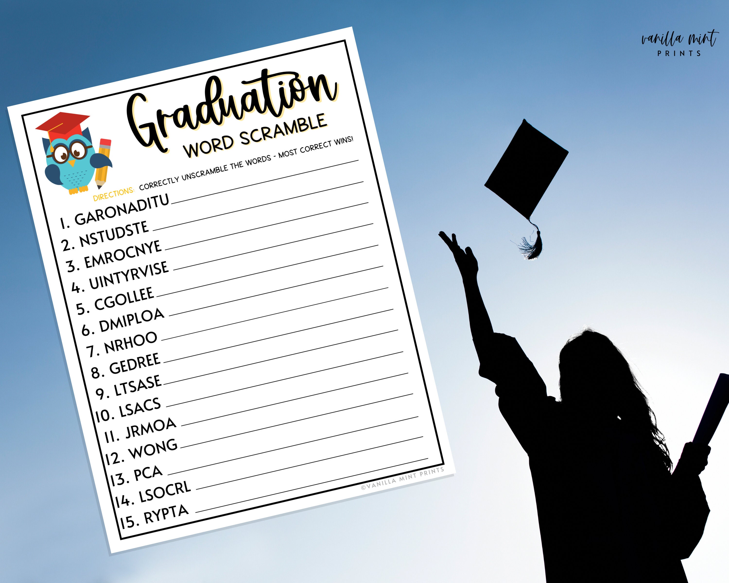 Graduation Games Word Scramble Fun Graduation Party Games | Etsy