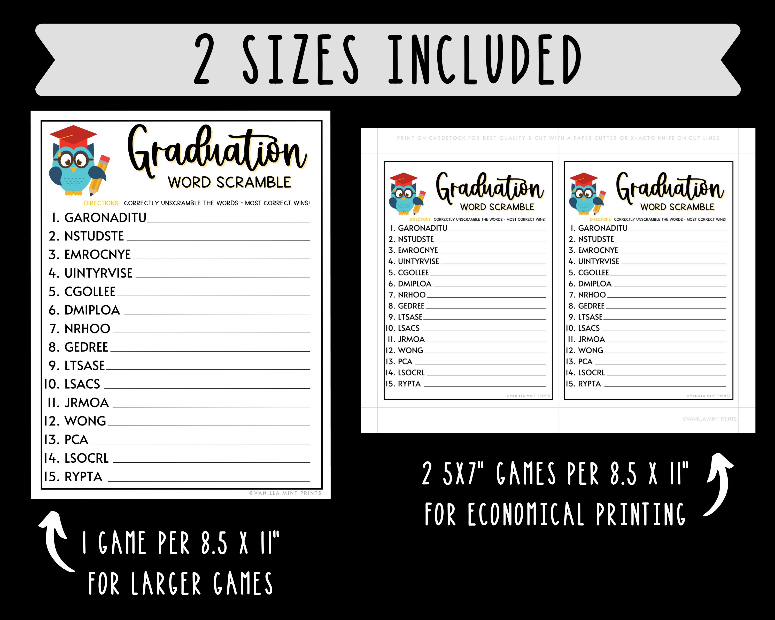 Graduation Games Word Scramble Fun Graduation Party Games | Etsy