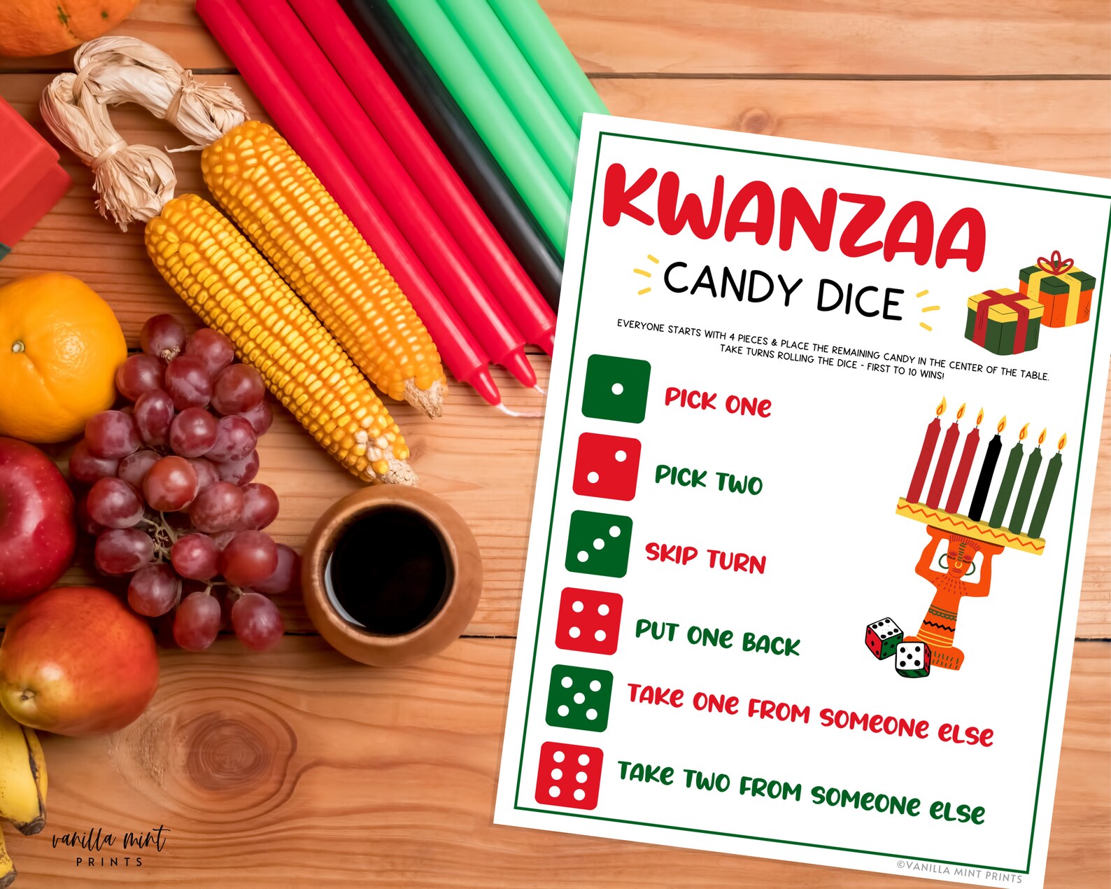 Kwanzaa Candy Dice Printable Kwanzaa Party Games Fun - Etsy