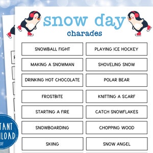 Snow Day Charades Game | Fun Printable Winter Game | Wintertime ...