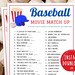 Baseball Movie Match up Trivia Game Printable Baseball Team Party Game ...