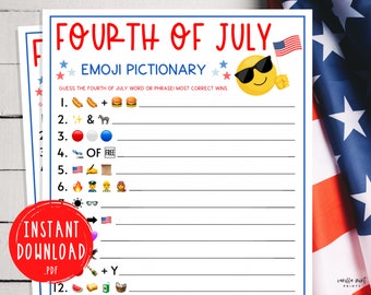 July 4th Emoji Pictionary Game Printable Independence Day - Etsy