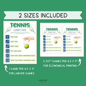 Tennis Candy Dice Game | Printable Tennis Themed Party Games | Games ...