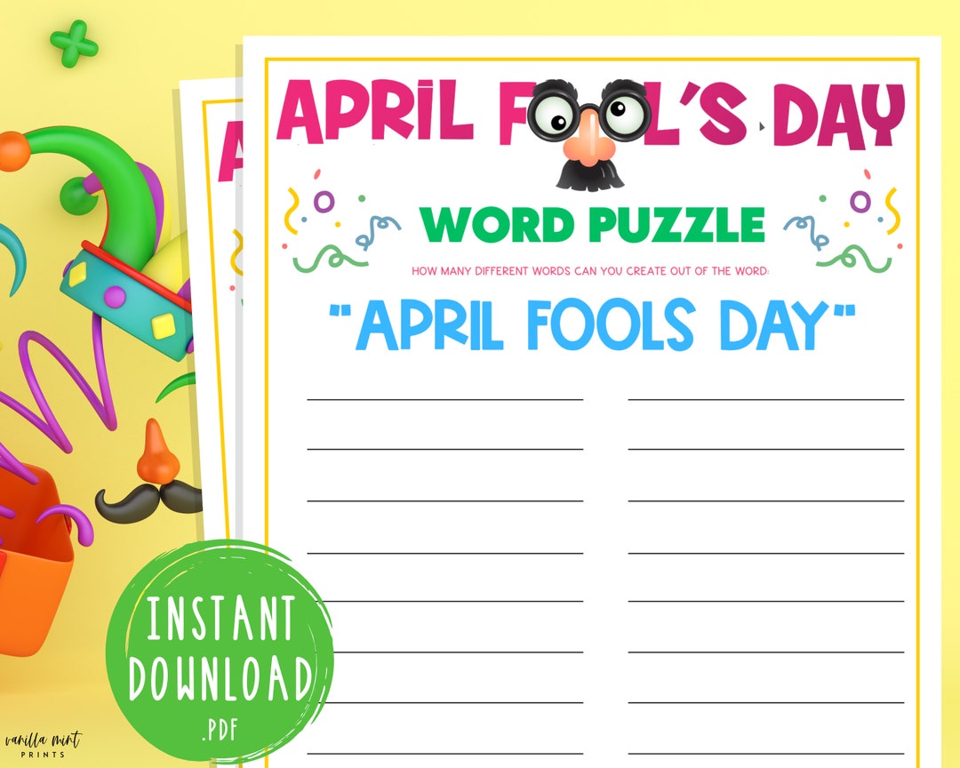 April Fool's Day Word Puzzle Game April Fools Party - Etsy