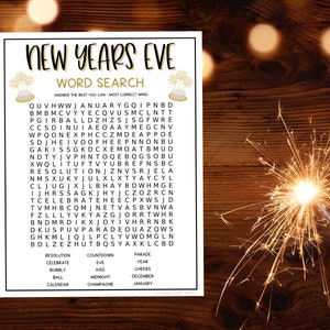 New Years Eve Word Search Game New Years Printable Games New Years Eve ...