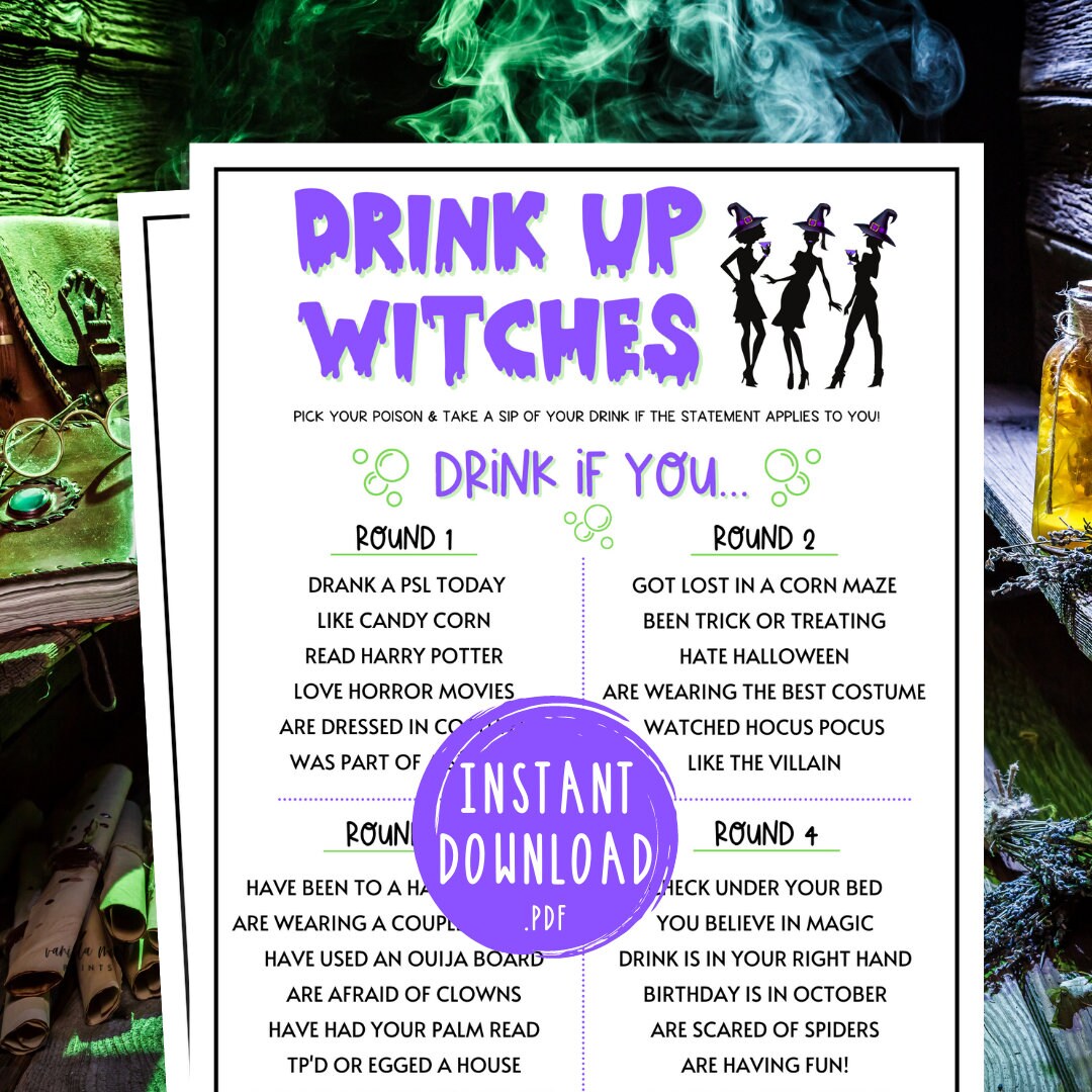 Witches Night Out Drinking Game | Drink up Witches | Drink If | Fun ...