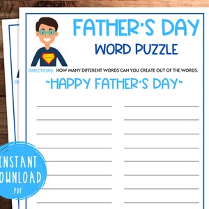 Happy Father's Day Word Puzzle Game | Father's Day Games | Games With ...