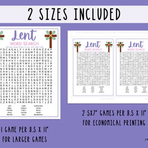 Lent Word Search Lenten Printable Party Games Easter Activities for ...