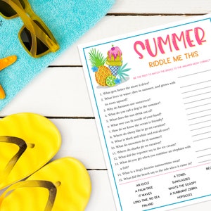 Summer Riddle Me This Game | Printable Summertime Games | Party Games ...