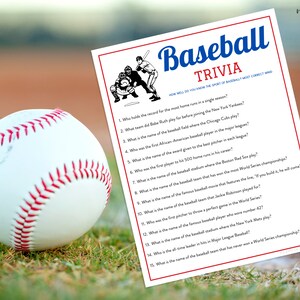 Baseball Trivia Game | Printable Baseball Team Party Games | MLB Game ...