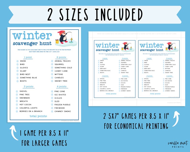 Winter Scavenger Hunt Game Fun Printable Winter Games | Etsy
