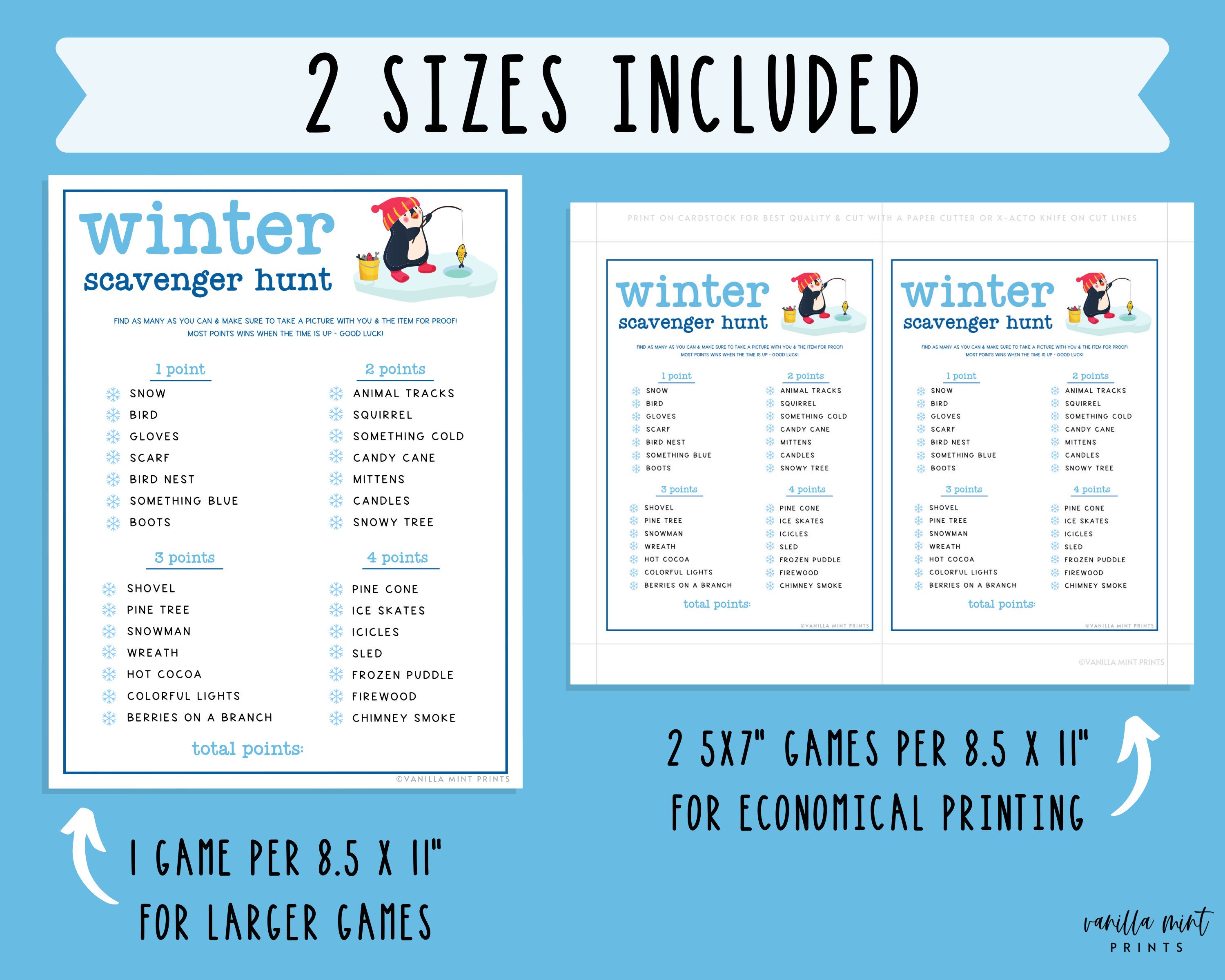 Winter Scavenger Hunt Game Fun Printable Winter Games - Etsy