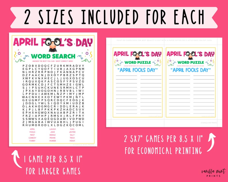 April Fool's Day 5 Game BUNDLE April Fools Party Games - Etsy
