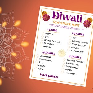 Diwali Scavenger Hunt Game | Printable Festival of Lights Party Games ...