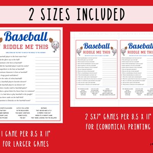 Baseball Riddle Me This Game | Printable Baseball Team Party Games ...