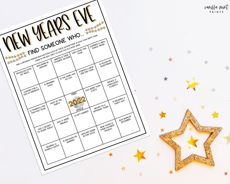 New Years Eve Find Someone Who Bingo Game New Years Games - Etsy