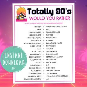 Totally 80's This or That Party Game | Printable 1980s Would You Rather ...