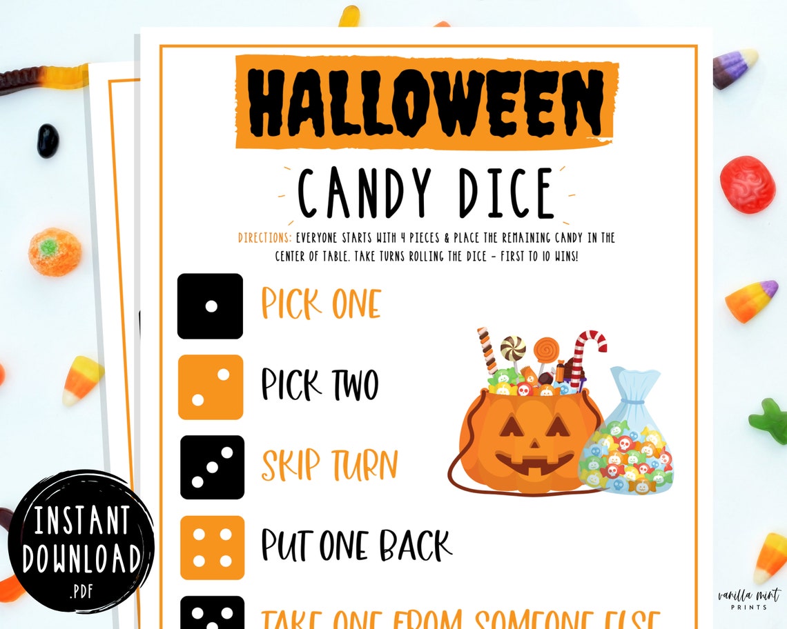 Halloween Candy Dice Game Halloween Party Games for Kids - Etsy