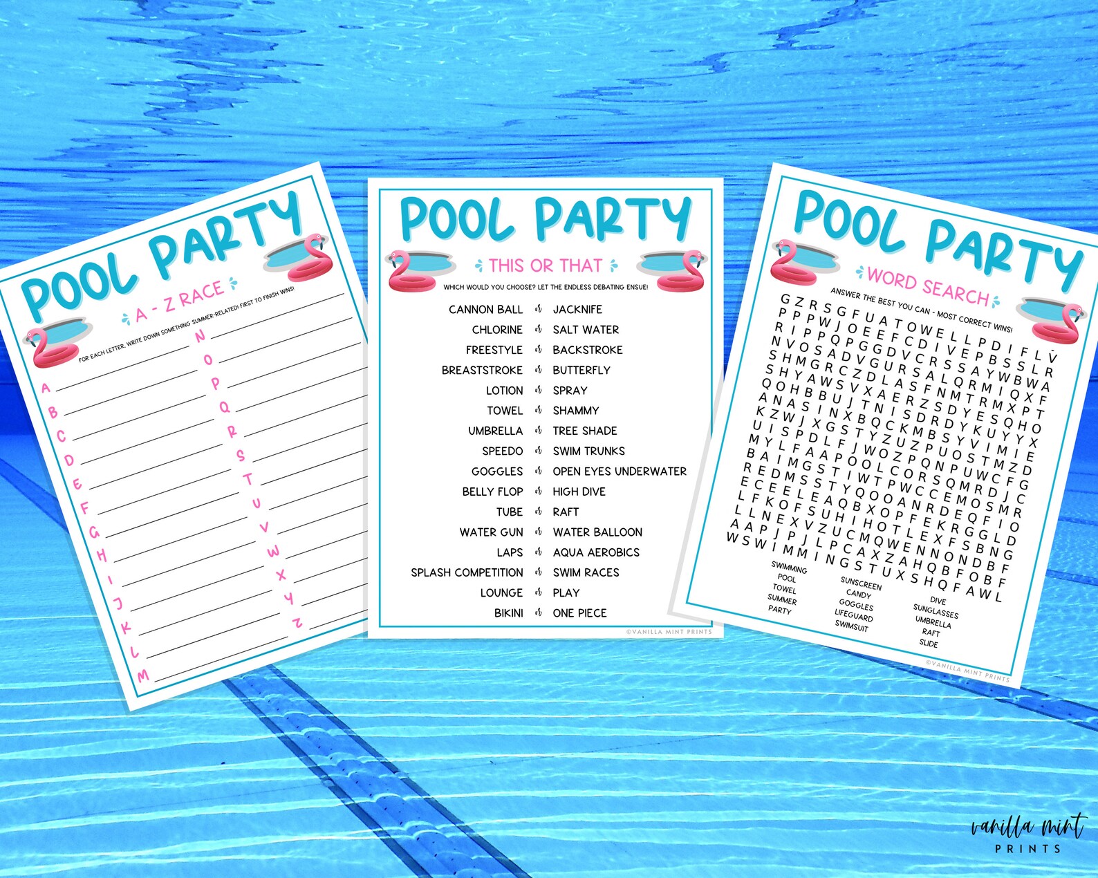 Pool Party 10 Party Game BUNDLE Fun Printable Summertime - Etsy