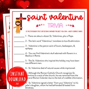 Valentine's Day Saint Valentine Trivia Game | Valentine Printable Games ...