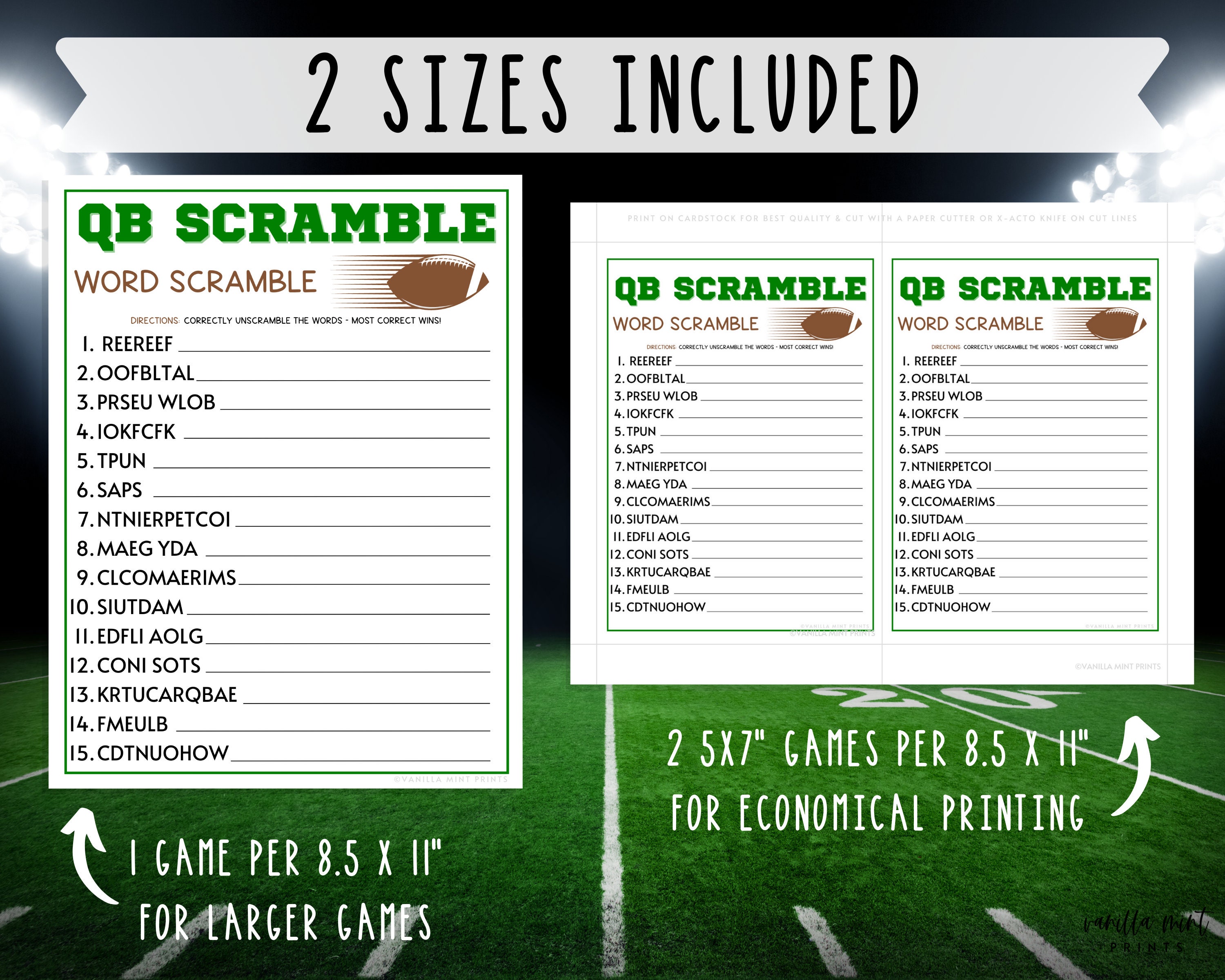 Super Bowl Word Scramble Game Super Bowl Party Games - Etsy