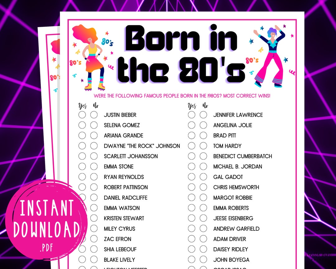 Totally 80's Born in the 80s Trivia Party Game | Printable 1980s Game ...