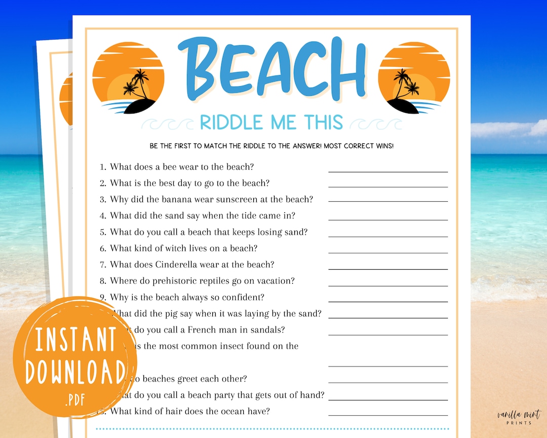 Beach Riddle Me This Game | Printable Summertime Games | Fun Beach ...