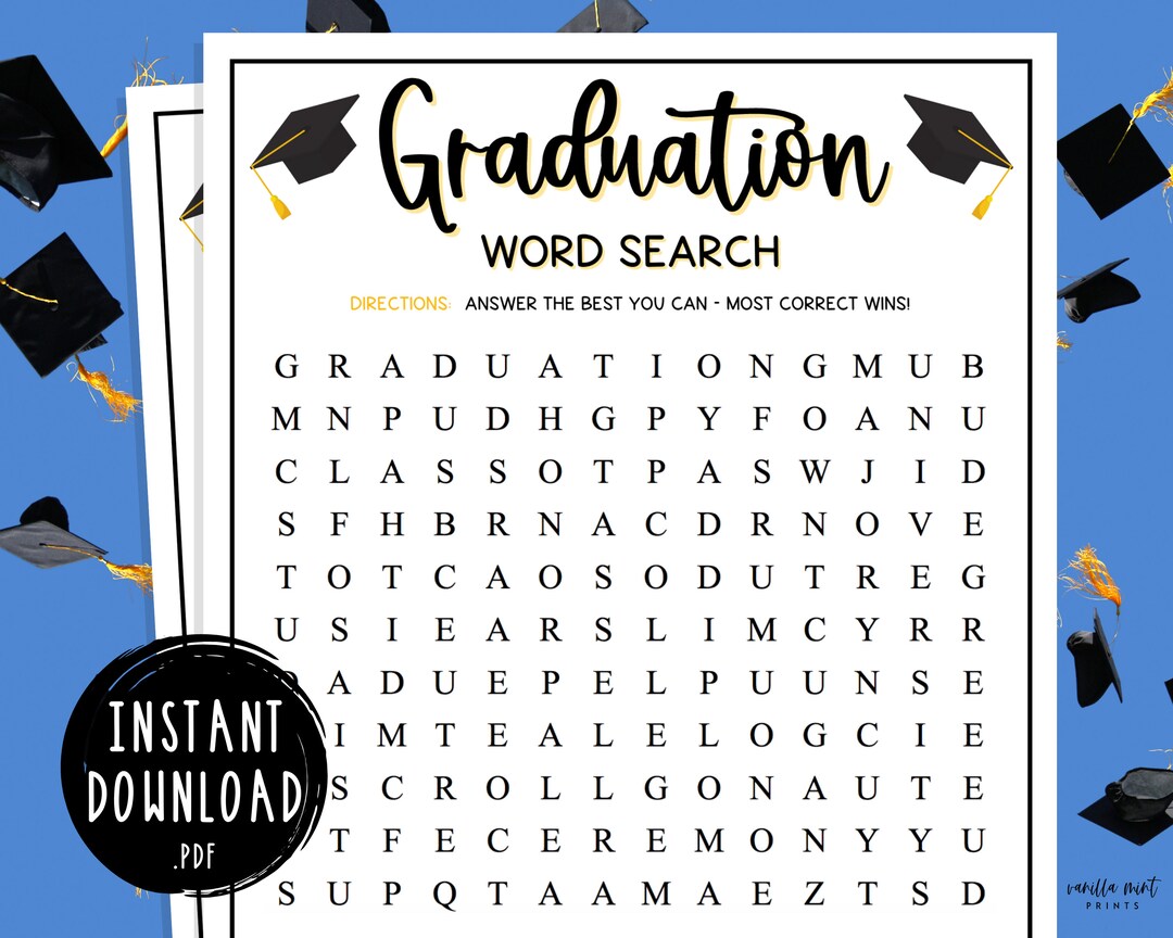 Graduation Games | Word Search | Fun Graduation Party Games | Class of ...
